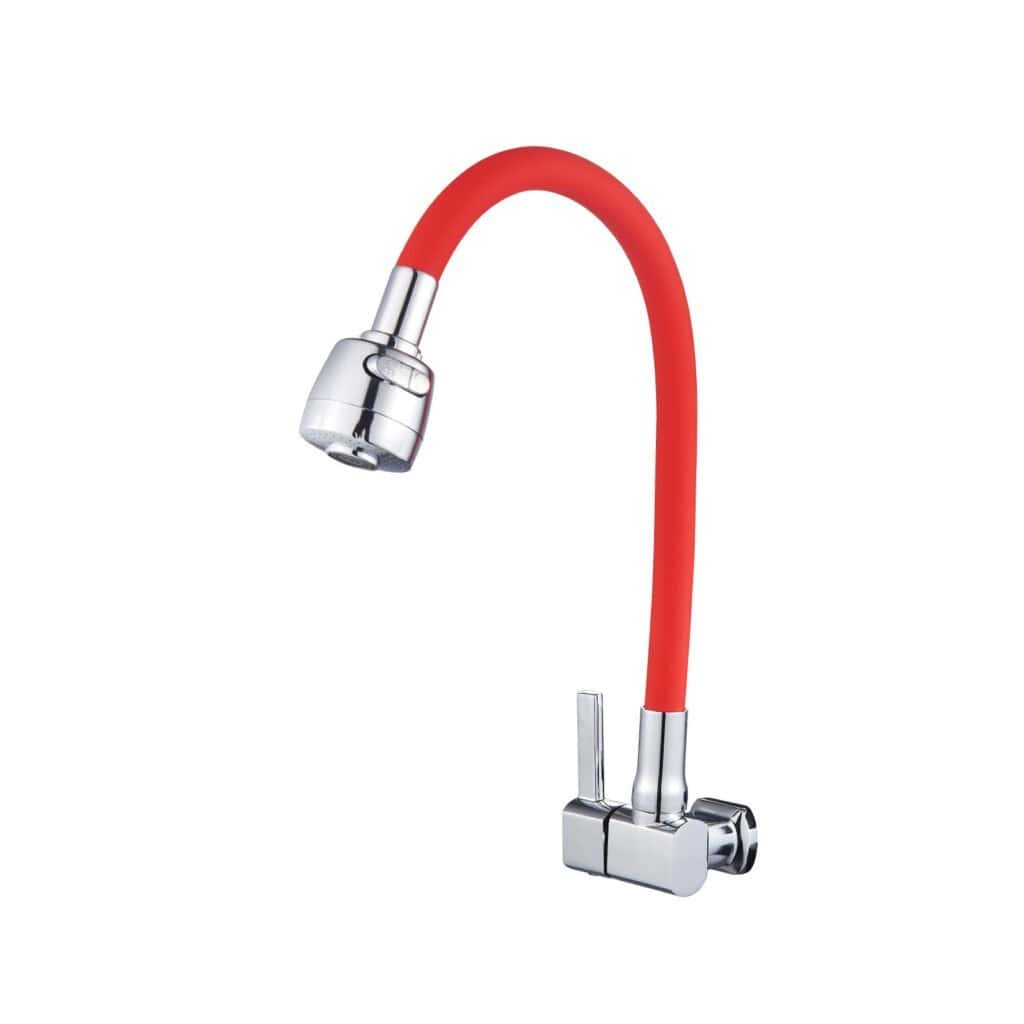 Dual flow Chrome Wall Mount Kitchen Sink Tap with flexiible neck ...