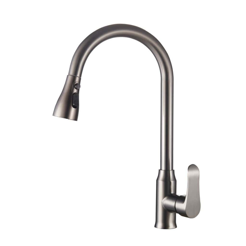 Kitchen Sink Taps Mixer with Pull Out Spray Gun Gray - faucetu.com