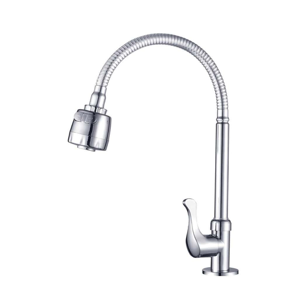 Single hole kitchen cold tap with flexible spray - faucetu.com